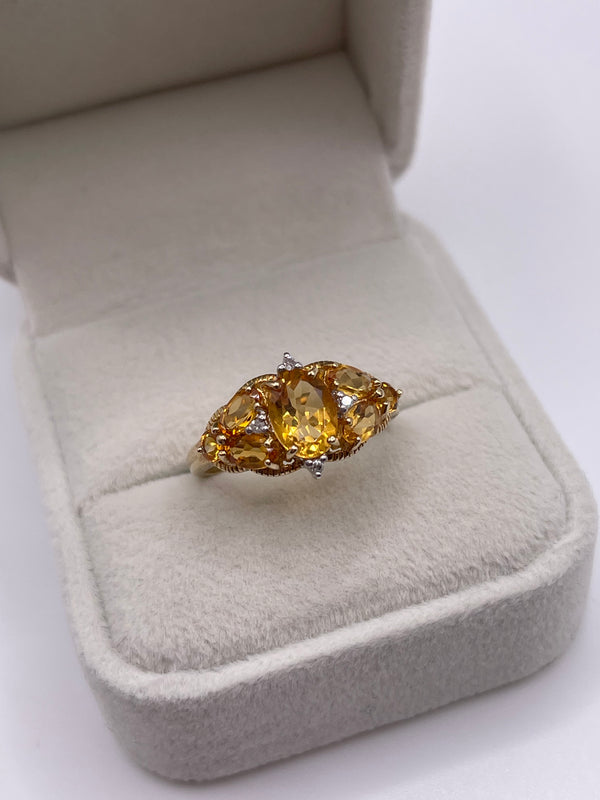 9ct gold citrine and diamond ring – Danjmt